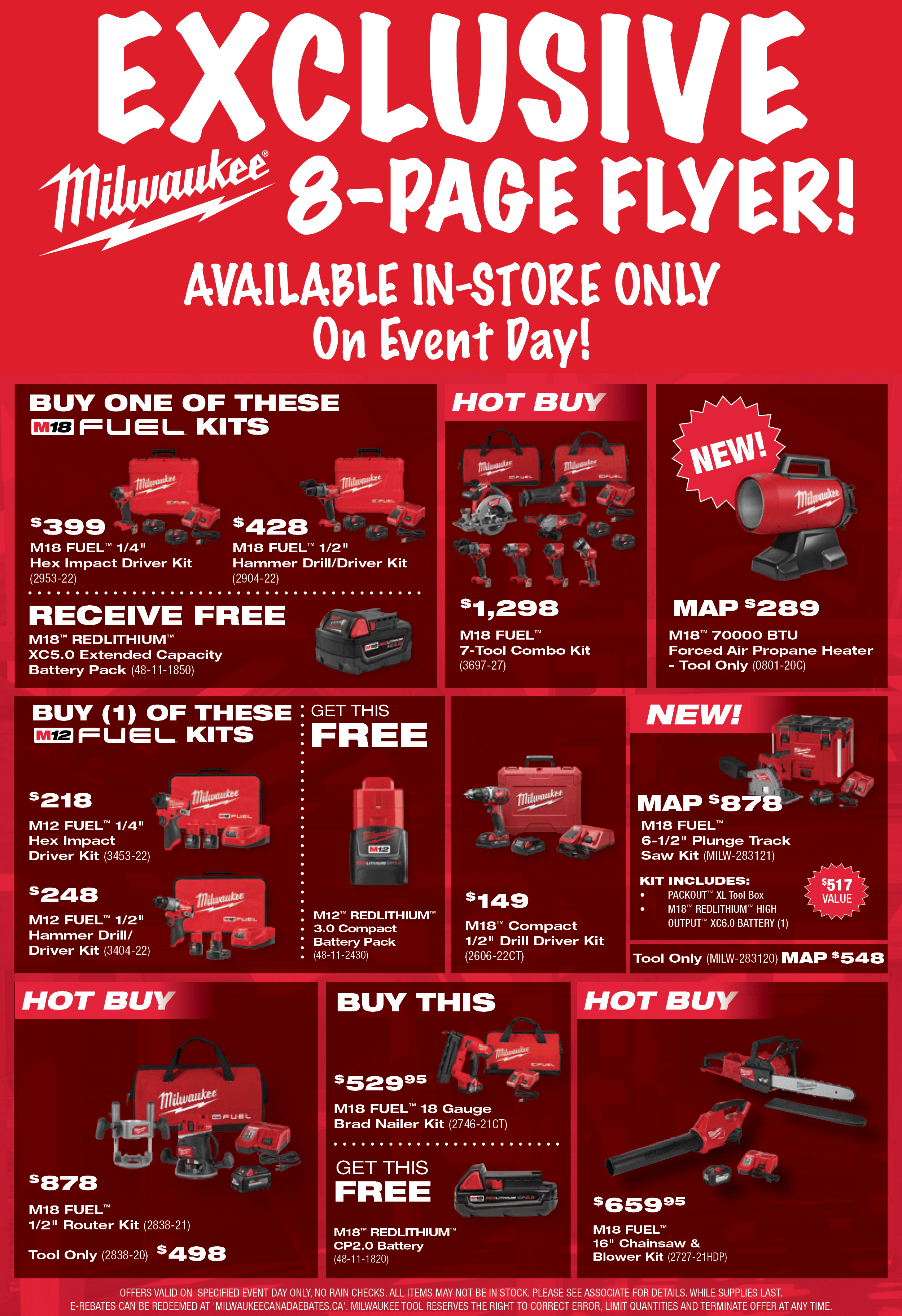 Milwaukee Tools One Day Only Lightning Sale!! Exclusive!! – The Tool Corner