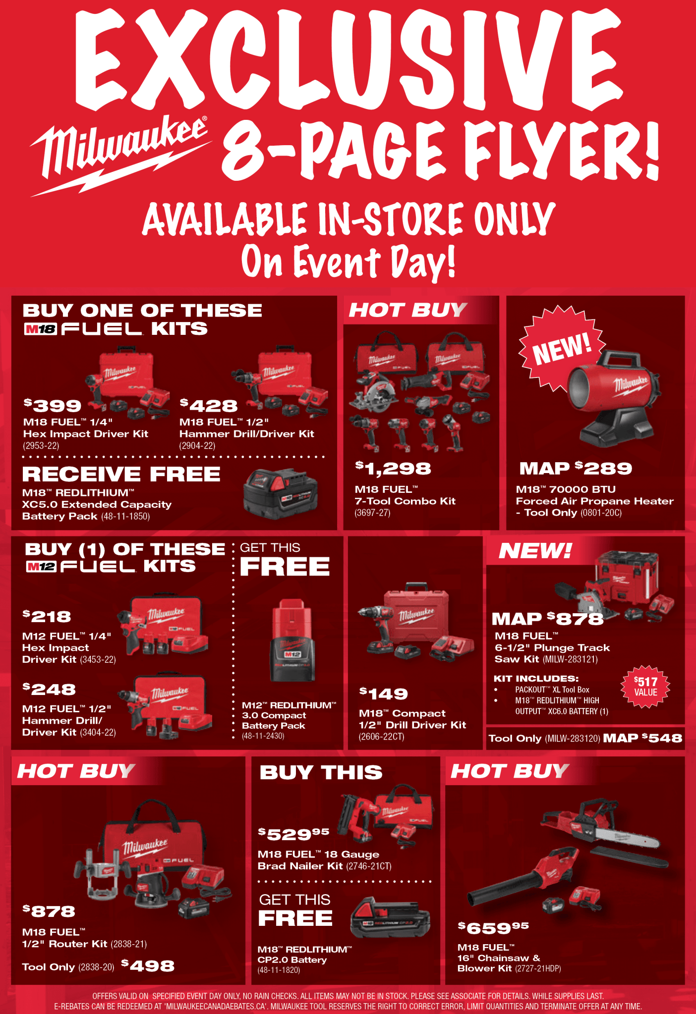 Milwaukee Tools One Day Only Lightning Sale!! Exclusive!! – The Tool Corner