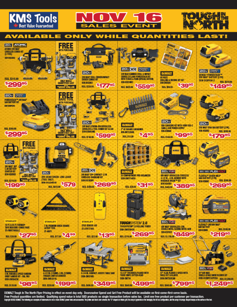 DeWALT Tough in the North Fall Sales Events at KMS Tools! – The Tool Corner